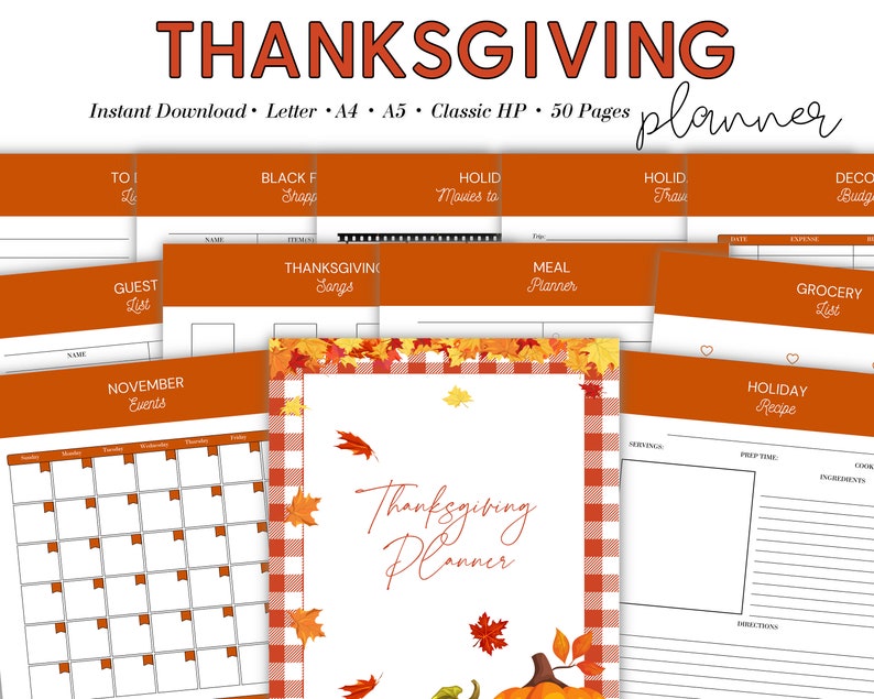 Thanksgiving Planner Printable: Holiday Organizer (digital Download) - Etsy
