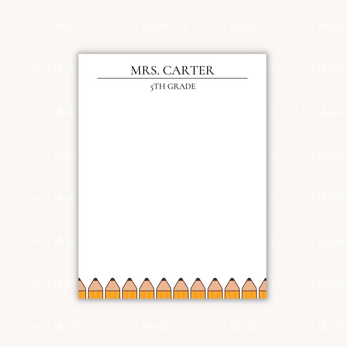 Pencil Teacher Stationery, Office Notepad, Personalized Stationery ...