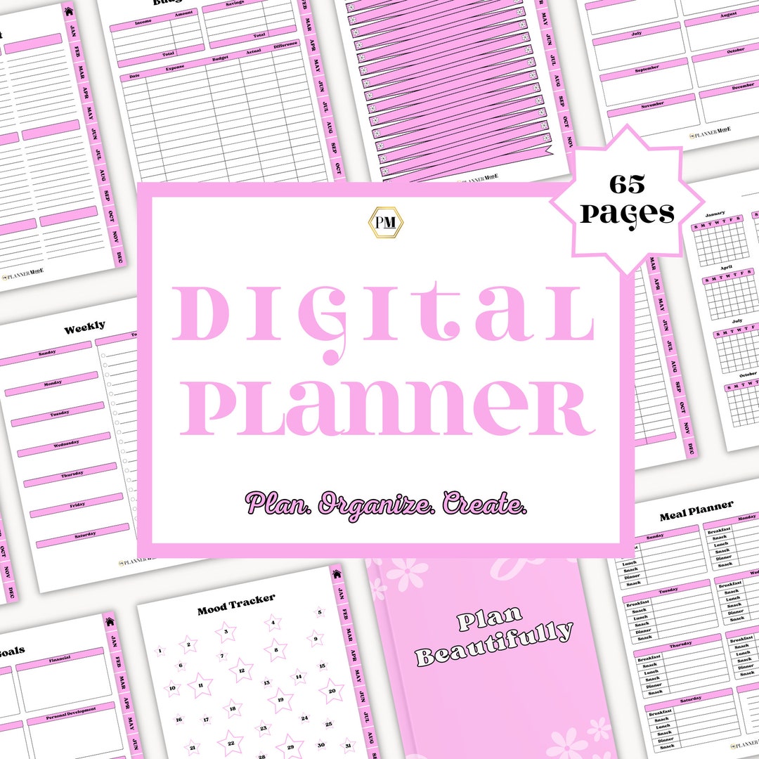 Pink Digital Planner Template, Undated Digital Planner, Goodnotes ...