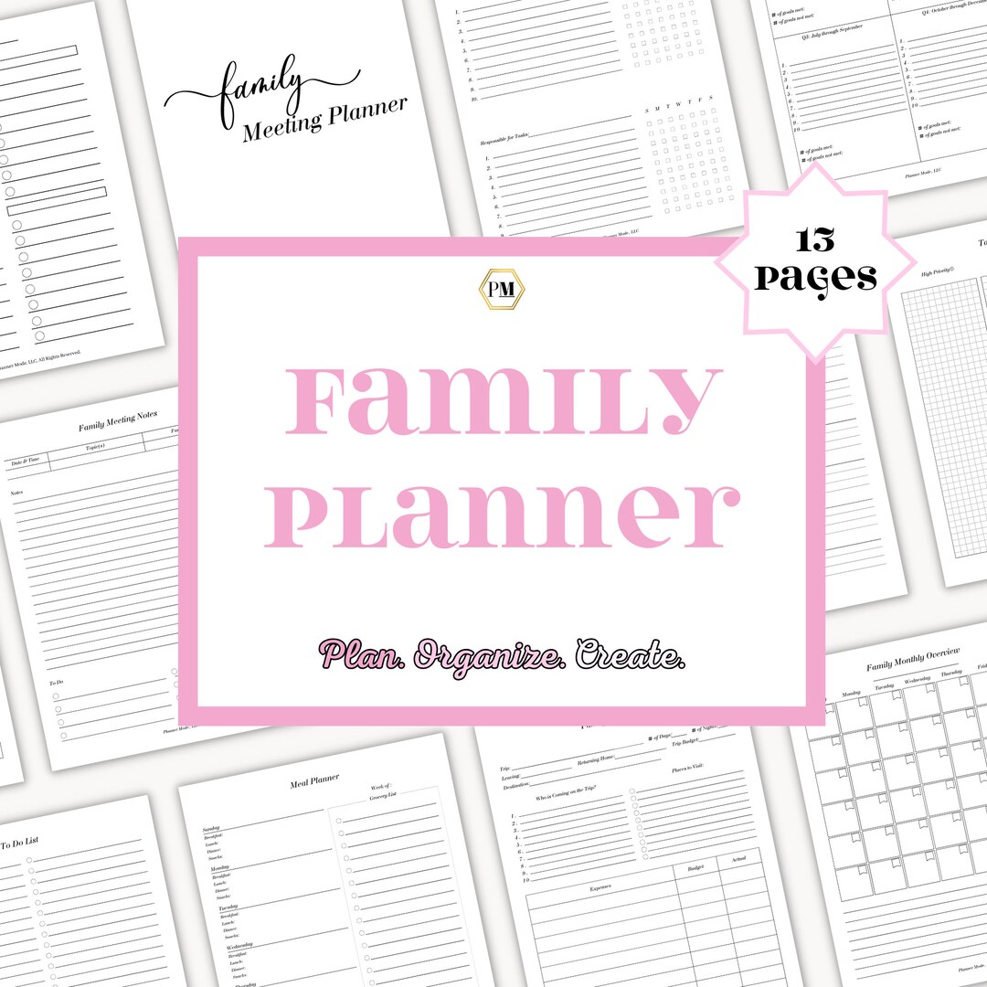 Family Meeting Planner, Busy Family Organize, Home Planner, Printable ...
