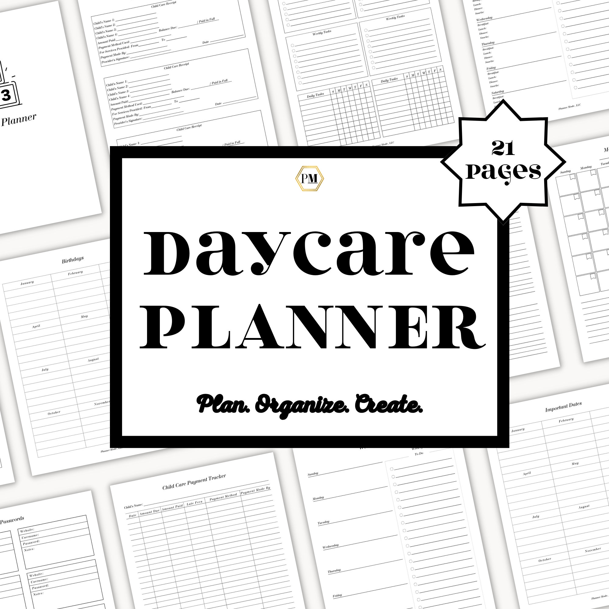 Daycare Business Planner, Child Care Planner, Daycare Forms, Home ...