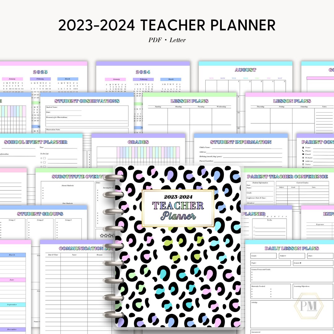 2023-2024 Teacher Planner Printable, Teacher Gradebook, Digital Teacher ...
