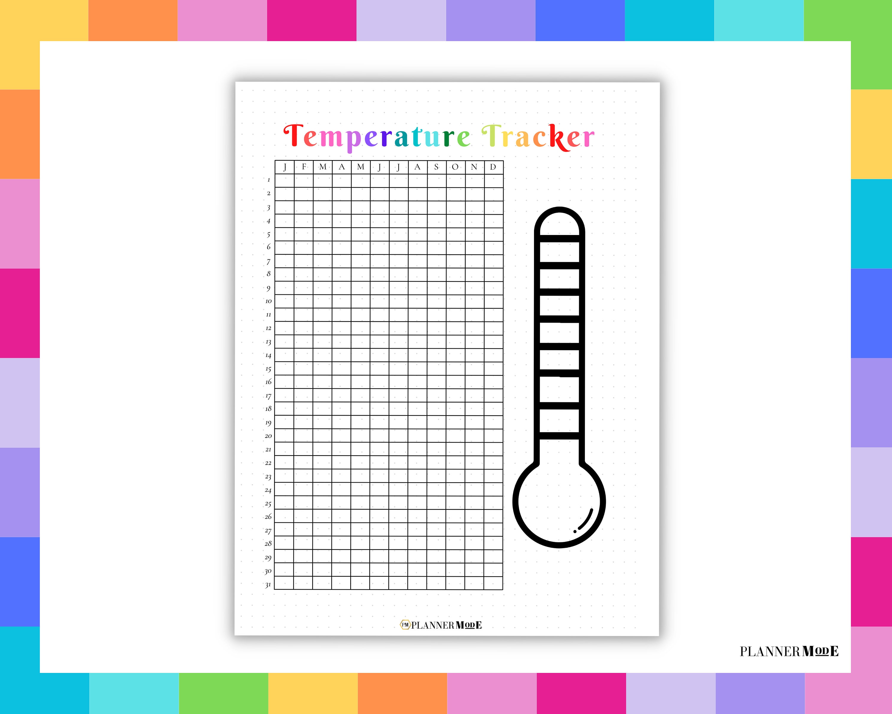 Temperature Tracker, Weather Log, Yearly Temperature Tracker, Fever ...