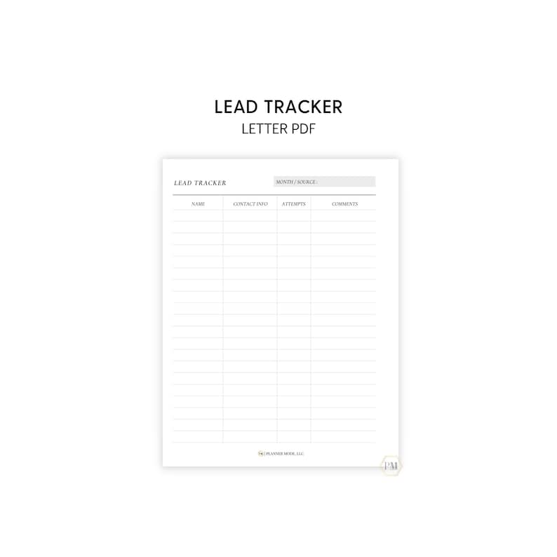 Lead Tracker, Printable Leads, Leads Insert, Minimal Leads Log - Etsy