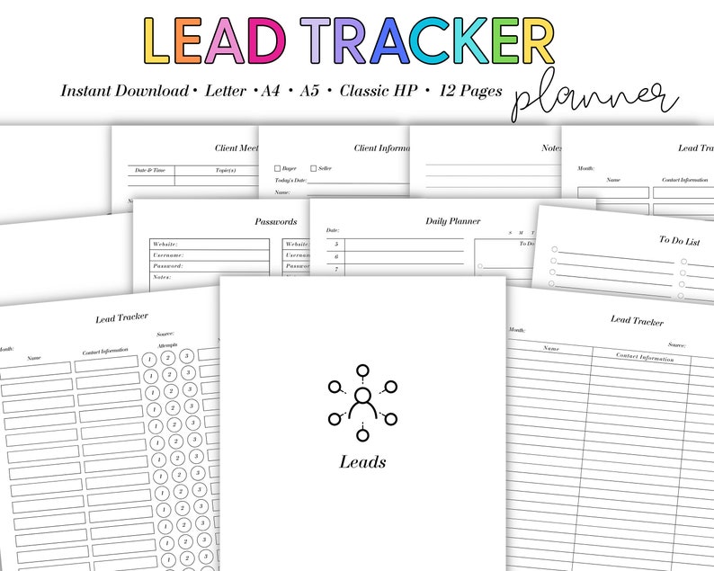 Lead Tracker Printable | Sales Lead Log PDF | CRM Sheet for ...