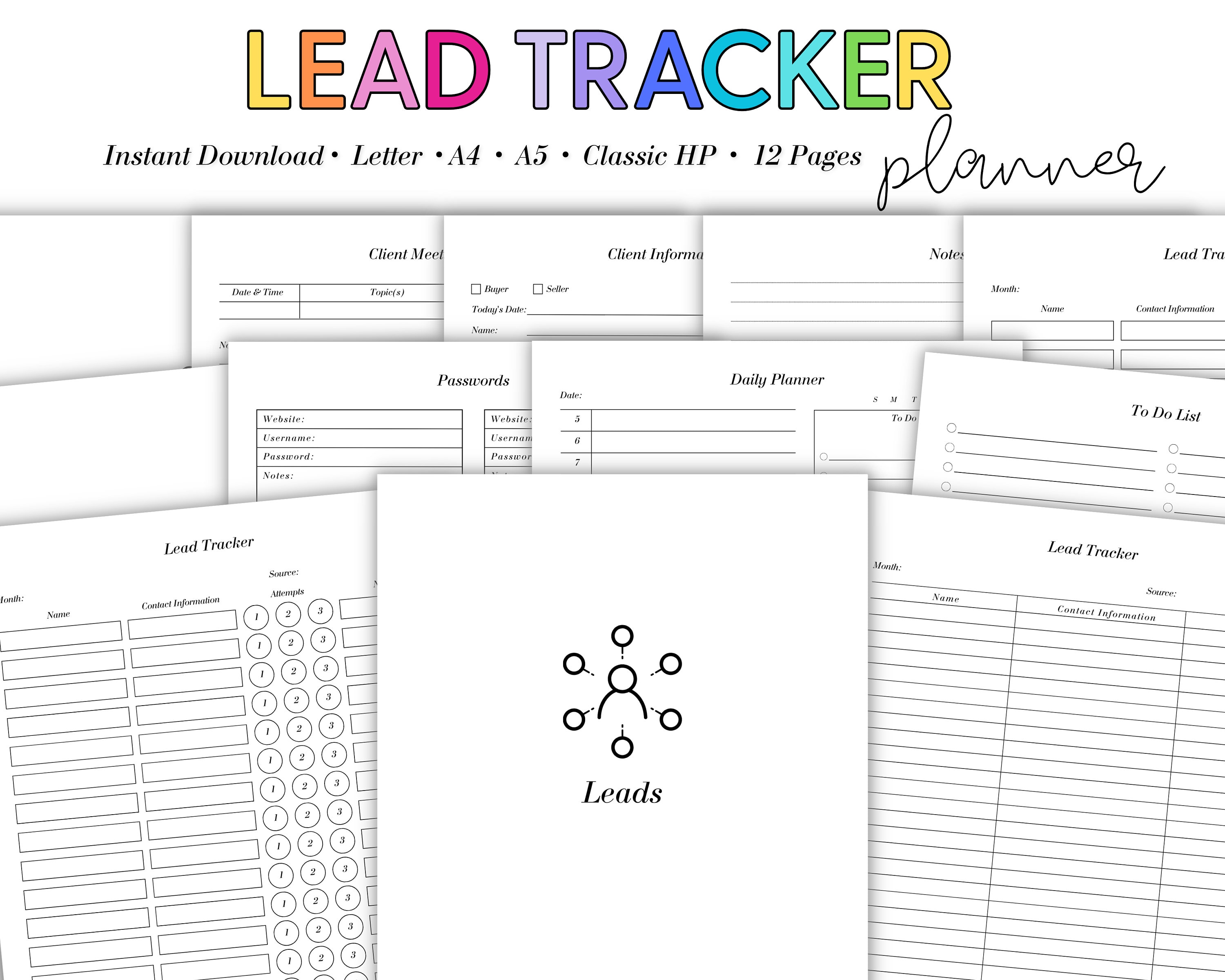 Lead Tracker Printable | Sales Lead Log PDF | CRM Sheet for ...