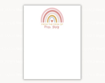 Teacher Lined Rainbow Notepad, Office Notepad, Personalized Stationary ...