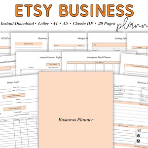 Etsy Business Planner, Printable Business Planner, Digital Etsy Planner ...