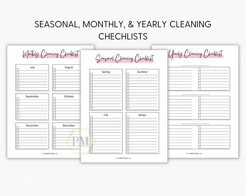 Cleaning Checklists Printable Cleaning Planner Weekly - Etsy