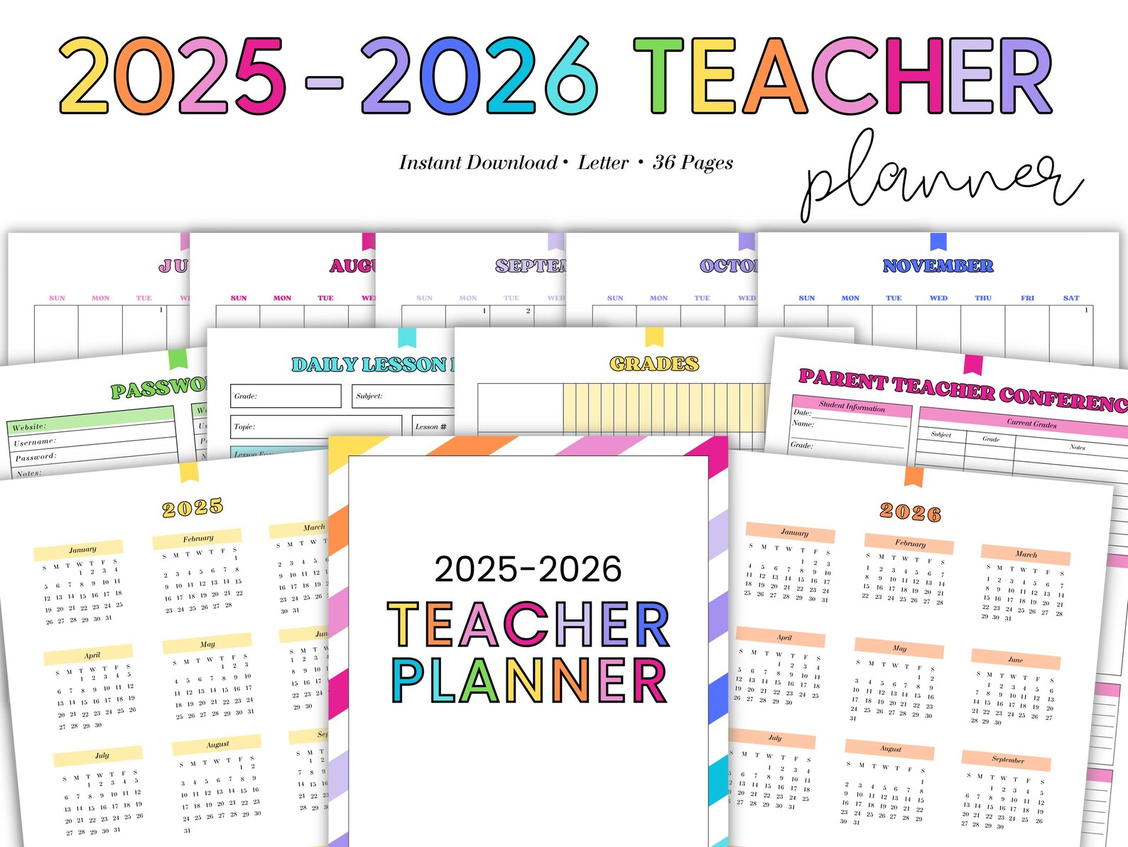 2025-2026 Teacher Planner: Digital Gradebook (digital Download) - Etsy