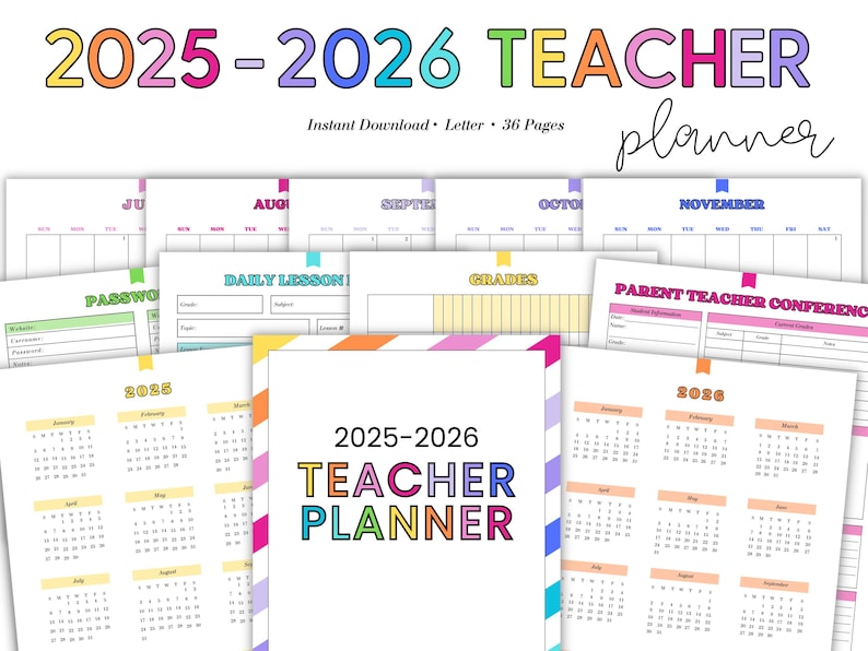 2025-2026 Teacher Planner: Digital Gradebook (digital Download) - Etsy
