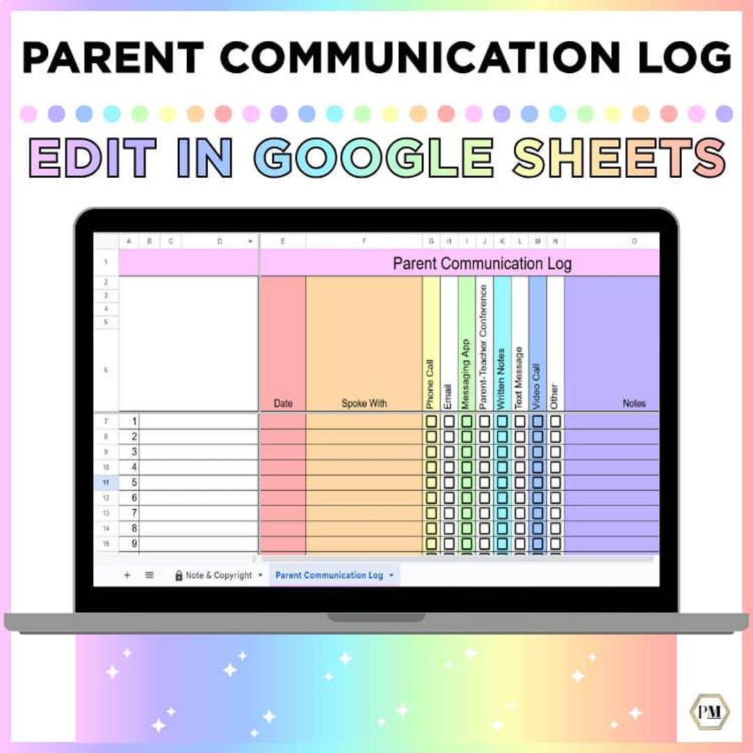 Editable Parent Communication Log, Digital Teacher Contact Tracker ...