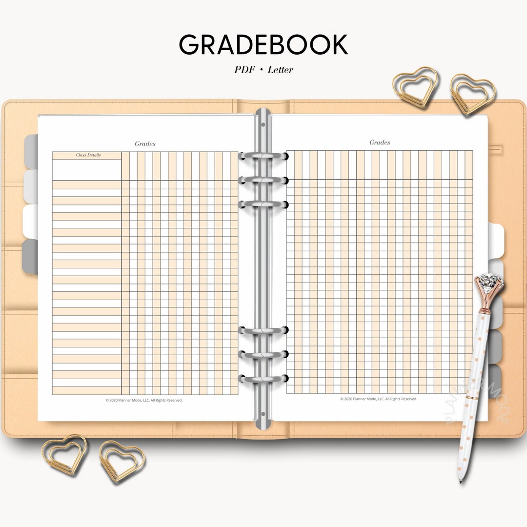 Printable Teacher Gradebook: Homeschool Grading System (letter Size ...