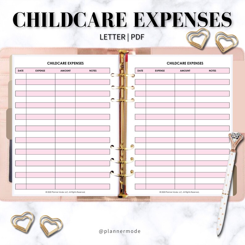 Daycare Expense Tracker Childcare Fees Childcare Log | Etsy