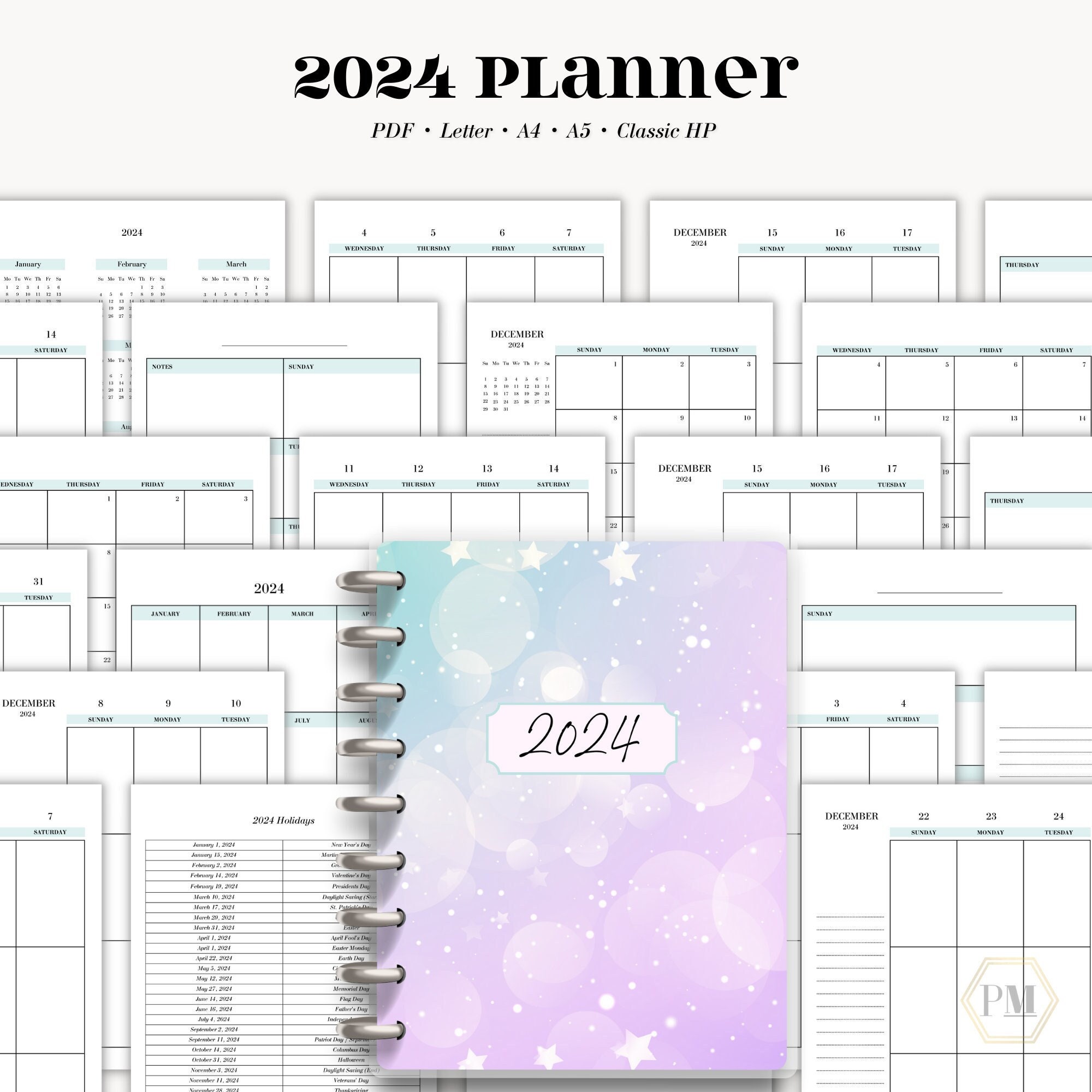 Monthly 2024 Planner Printable, 2024 Planner Printable, Weekly 2024 ...
