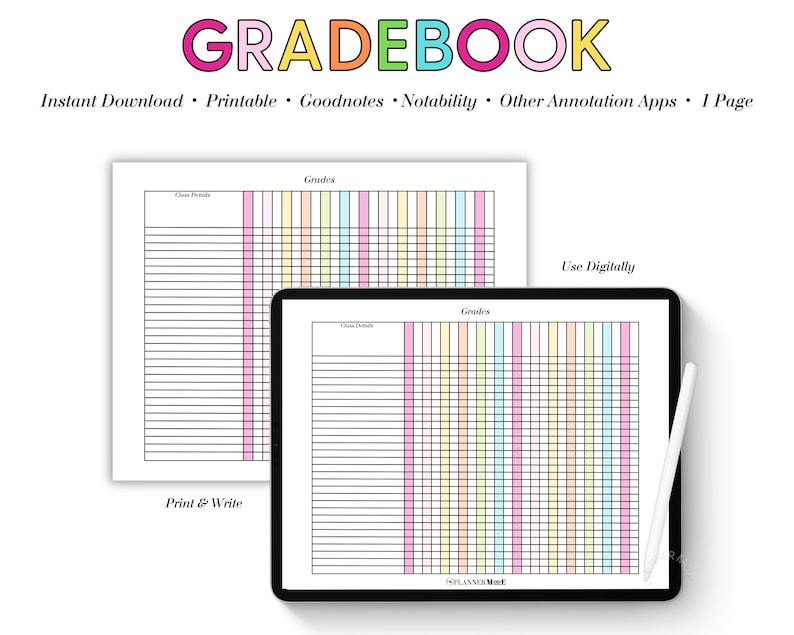 Teacher Grading System, Grade Tracker, Digital Gradebook, Grade Book ...