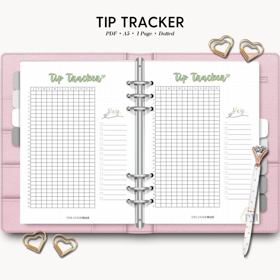 Tip Tracker, Waitress Tips, Waiter Tip Log, Server Tips, Employee Tips ...