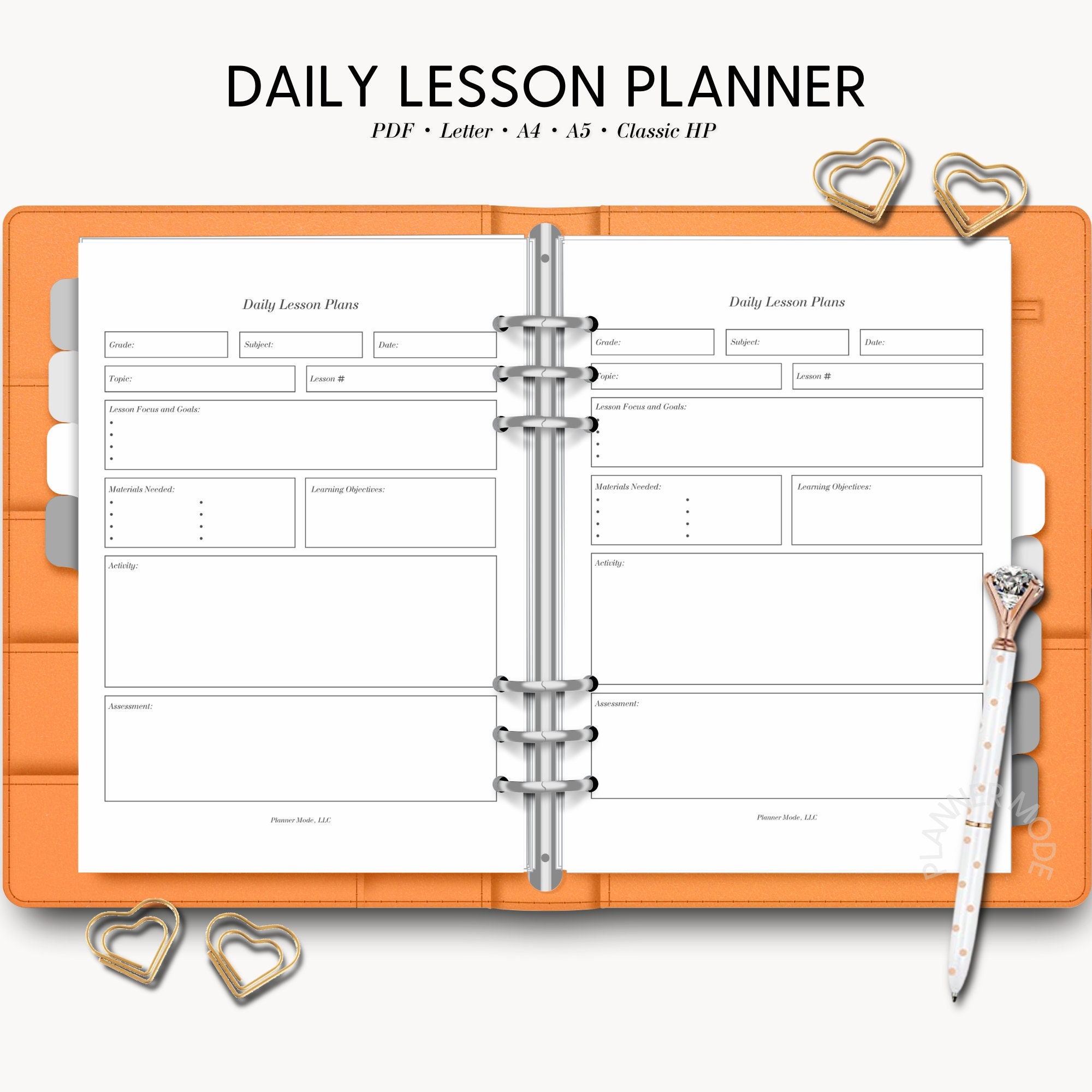 Daily Lesson Plan Template: Homeschool Teacher Planner (digital ...