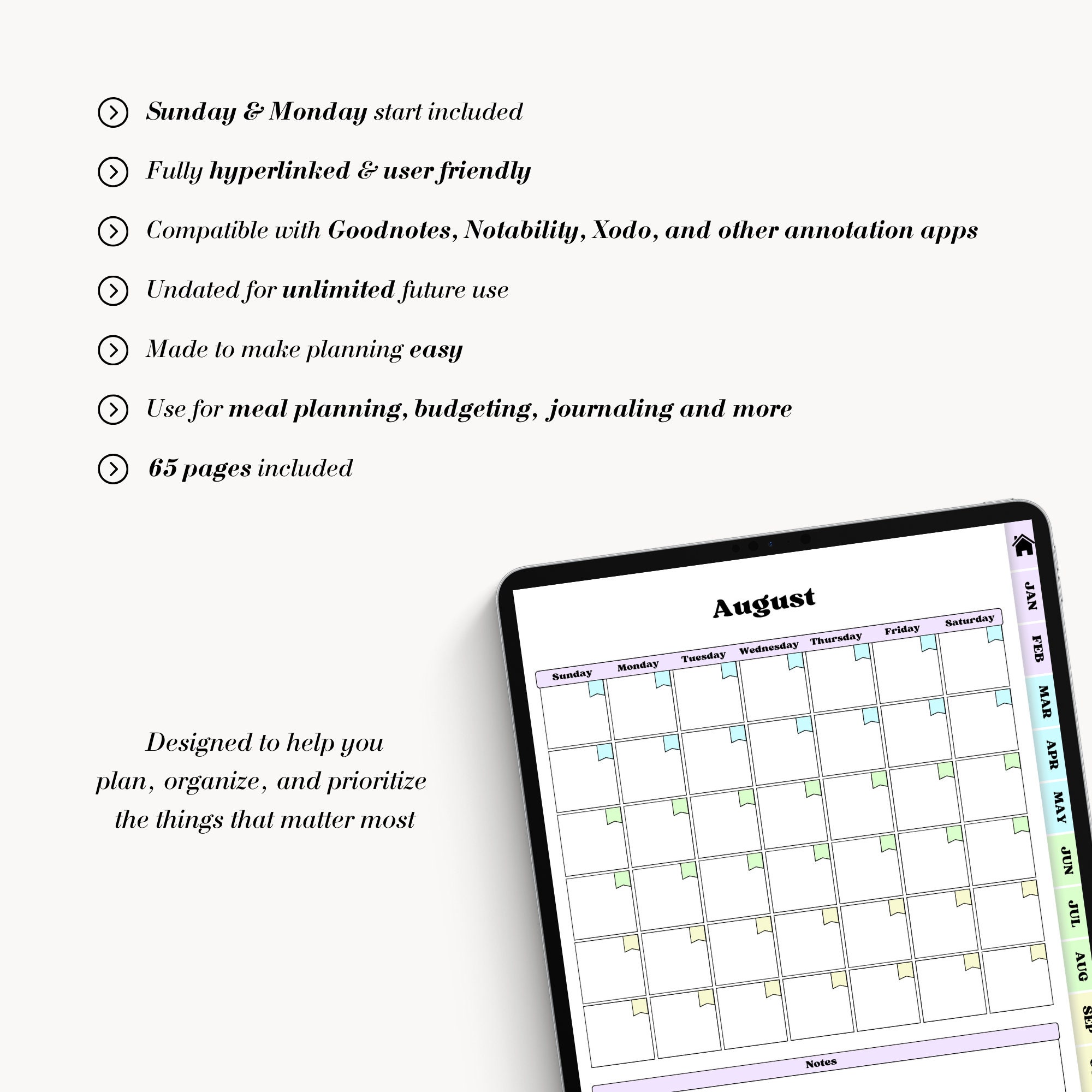 Digital Planner, Goodnotes Planner, Digital Planner, Hyperlinked ...