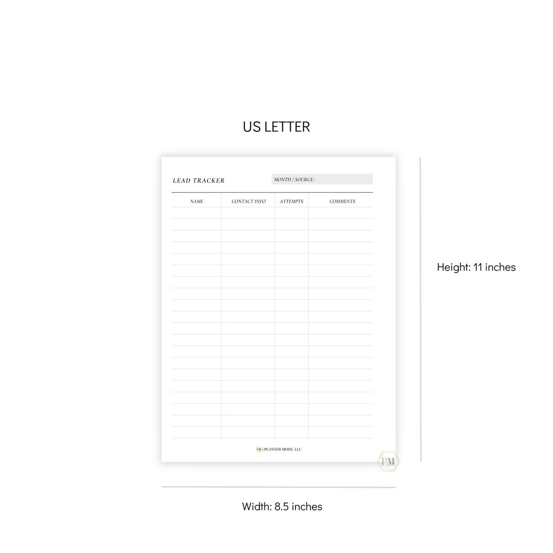 Lead Tracker, Printable Leads, Leads Insert, Minimal Leads Log - Etsy