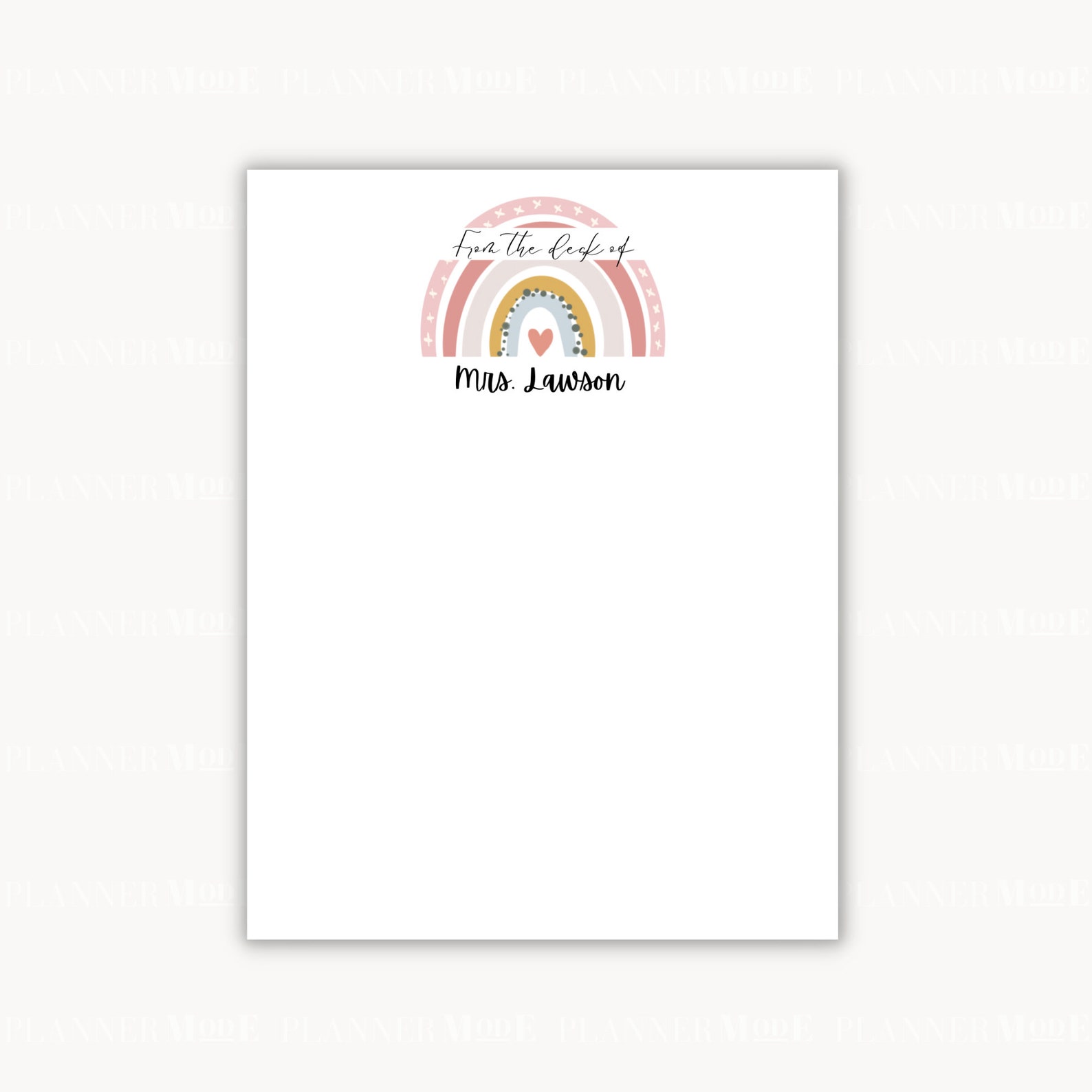 Rainbow Custom Teacher Notepad, Office Notepad, Personalized Stationary ...