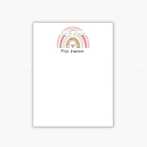 Rainbow Custom Teacher Notepad, Office Notepad, Personalized Stationary ...