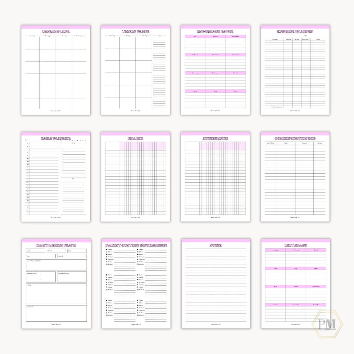 Teacher Planner Printable Teacher Gradebook 2023-2024 - Etsy