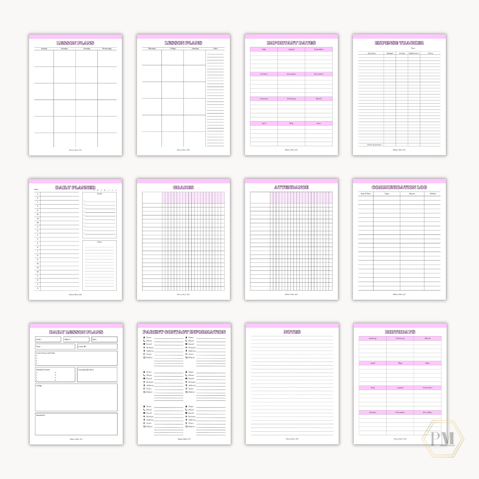 Teacher Planner Printable Teacher Gradebook 2023-2024 - Etsy