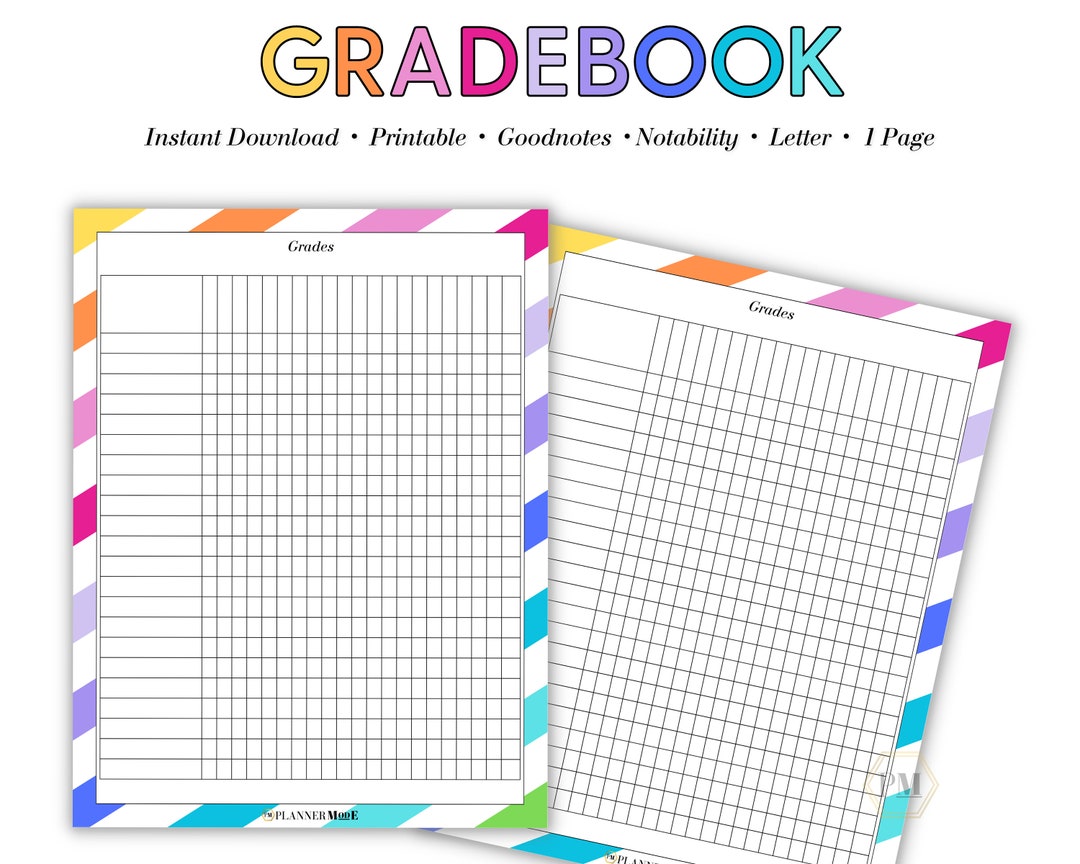 Gradebook Printable, Teacher Grading System, Grade Tracker, Digital ...