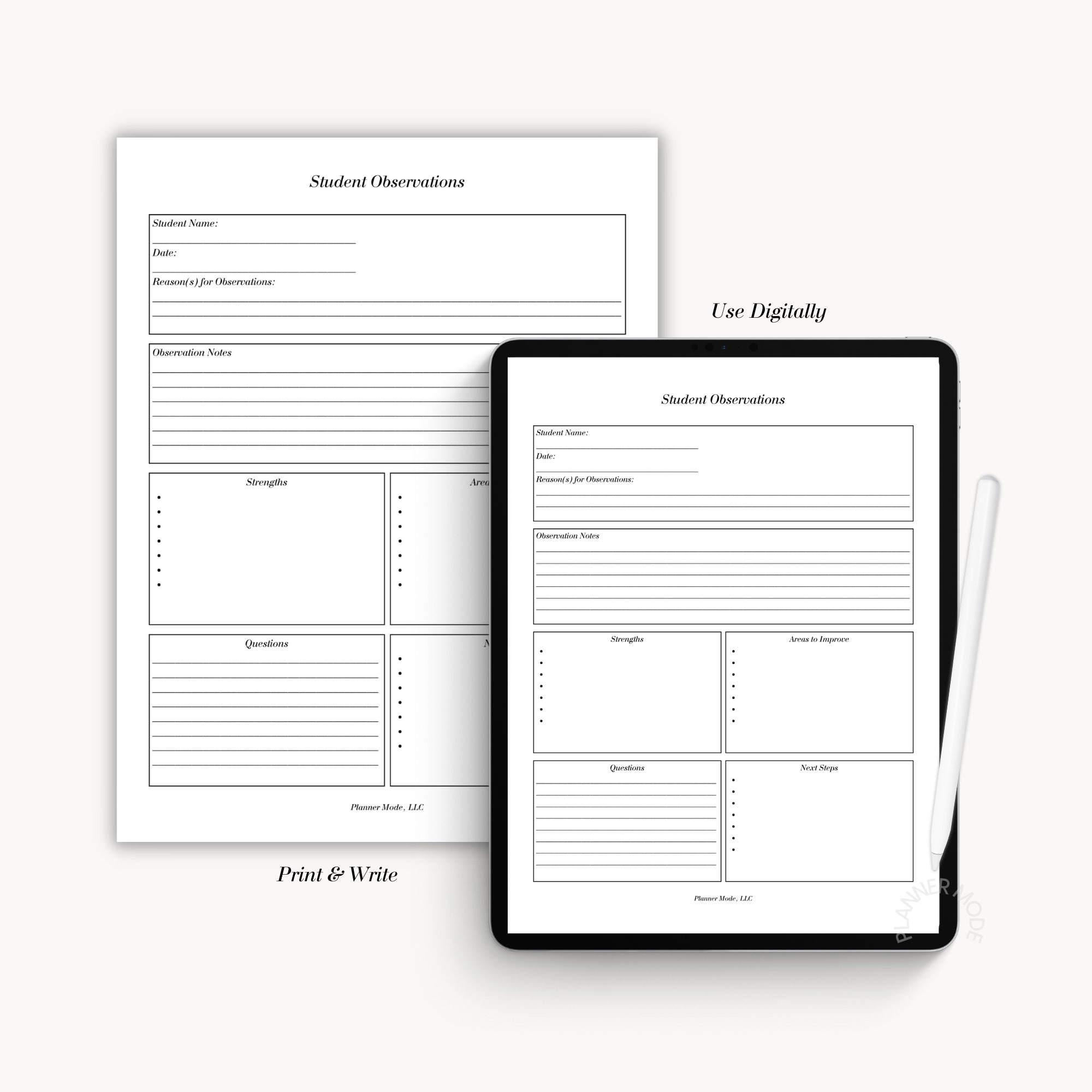 Student Observation Form, Student Observations, Observation Notes ...