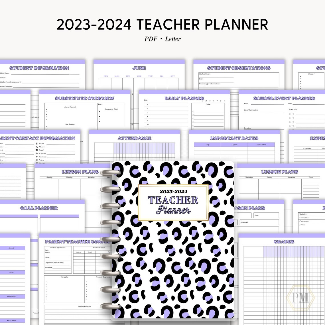 Teacher Planner Printable Teacher Gradebook 2023-2024 - Etsy