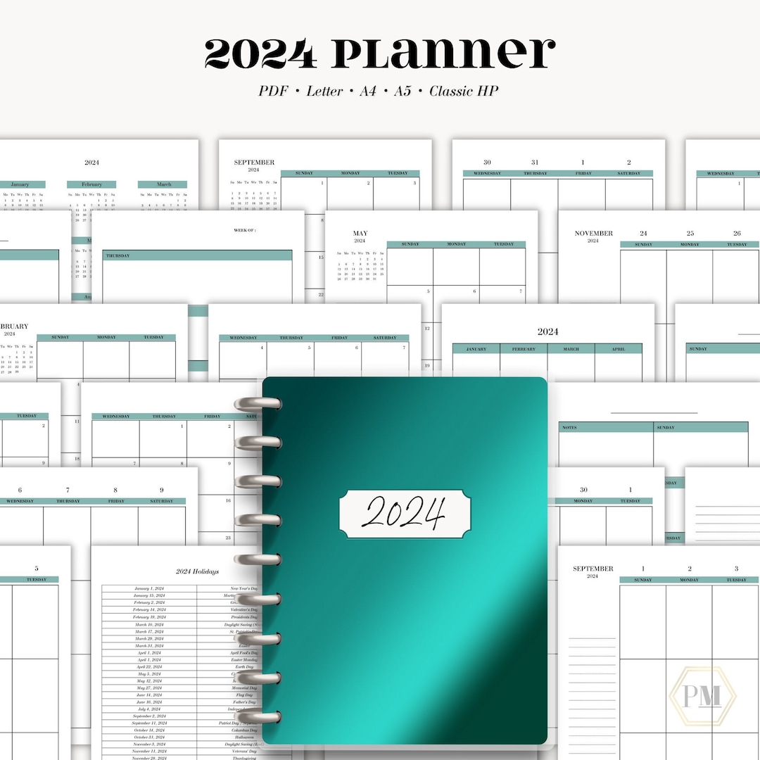 2024 Monthly Planner, 2024 Planner Printable, Weekly 2024 Planner ...