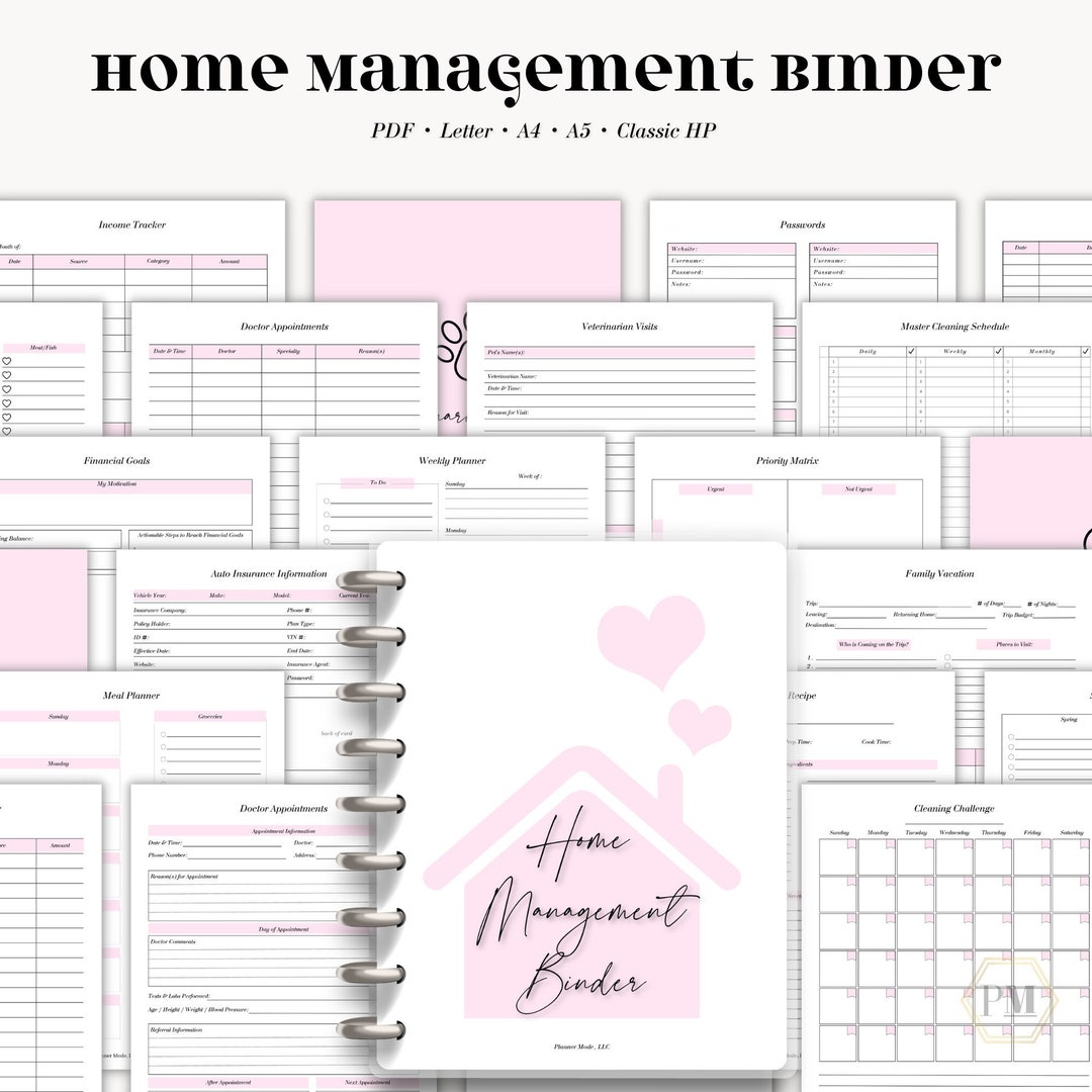 Household Planner Bundle, Home Management Binder, Home Binder, Family ...