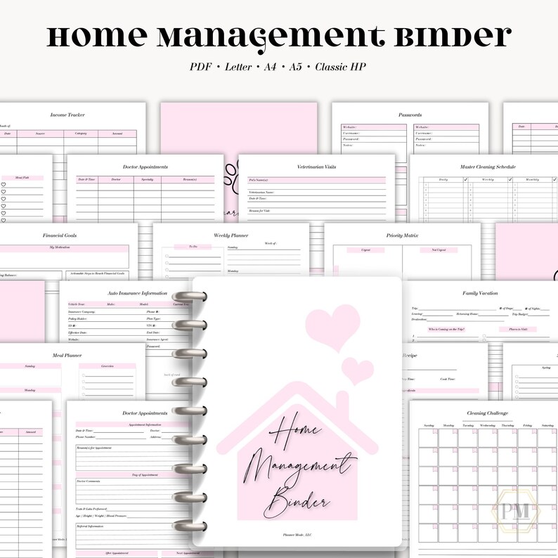 Household Planner Bundle, Home Management Binder, Home Binder, Family ...