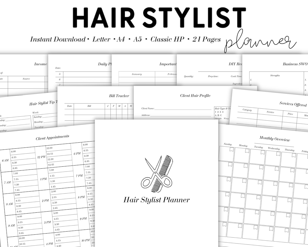 Hair Stylist Planner, Hair Salon Business Owner, Hair Client Tracker ...