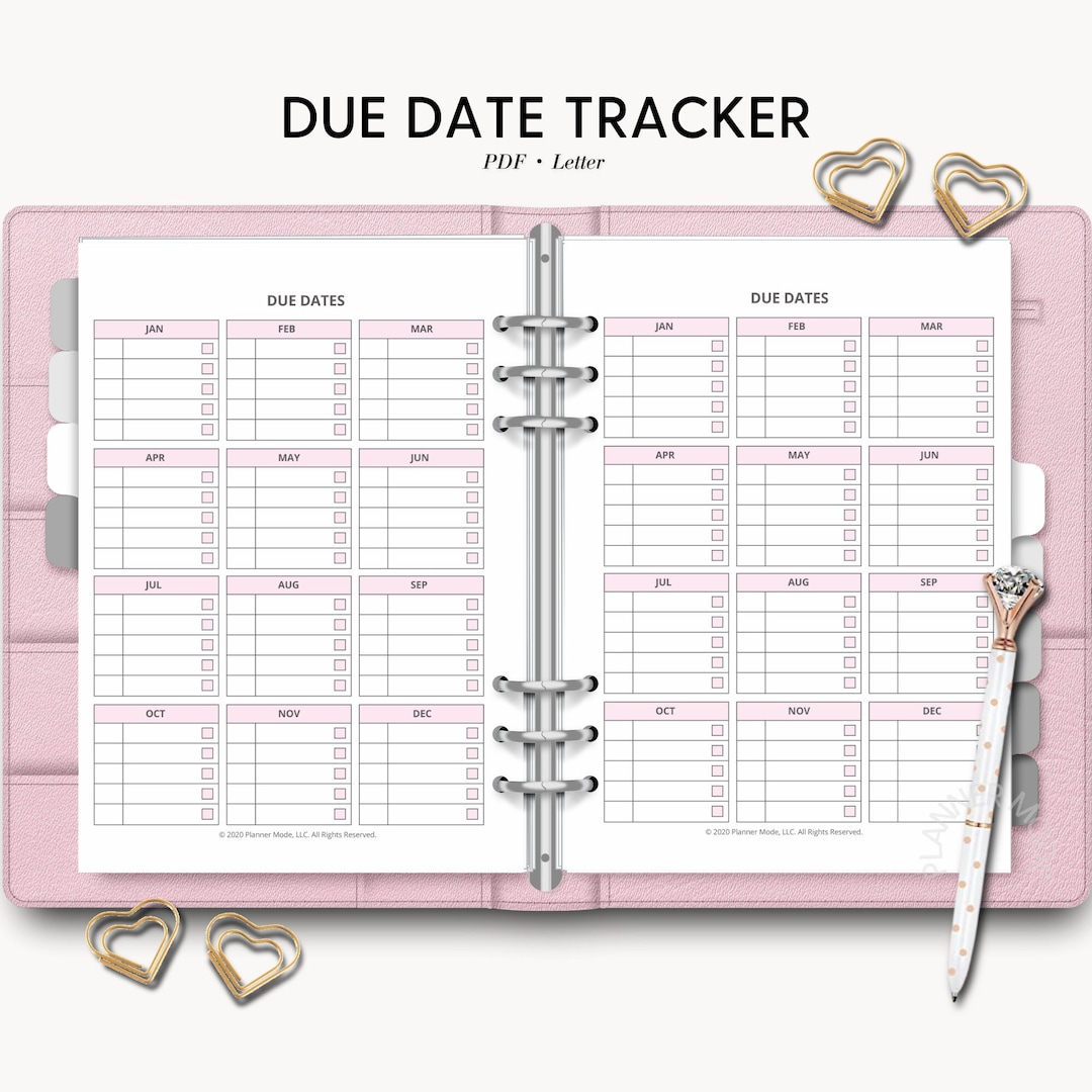 Due Date Tracker Printable | Deadline Planner PDF | Task & Bill Due ...