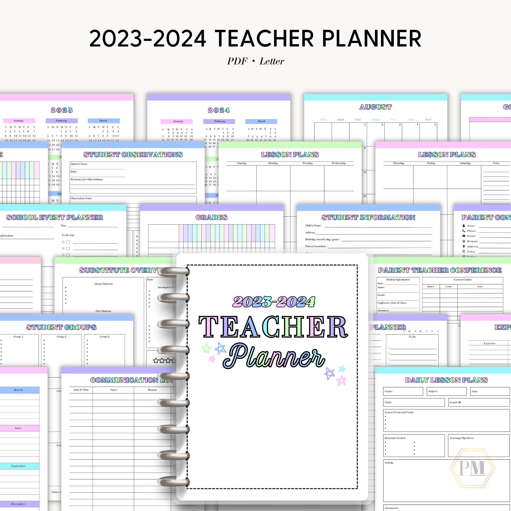 2023-2024 Printable Teacher Planner Teacher Gradebook - Etsy