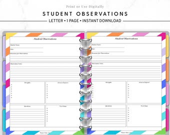 Student Observation Printable: Teacher Notes & Behavior Tracker (PDF ...