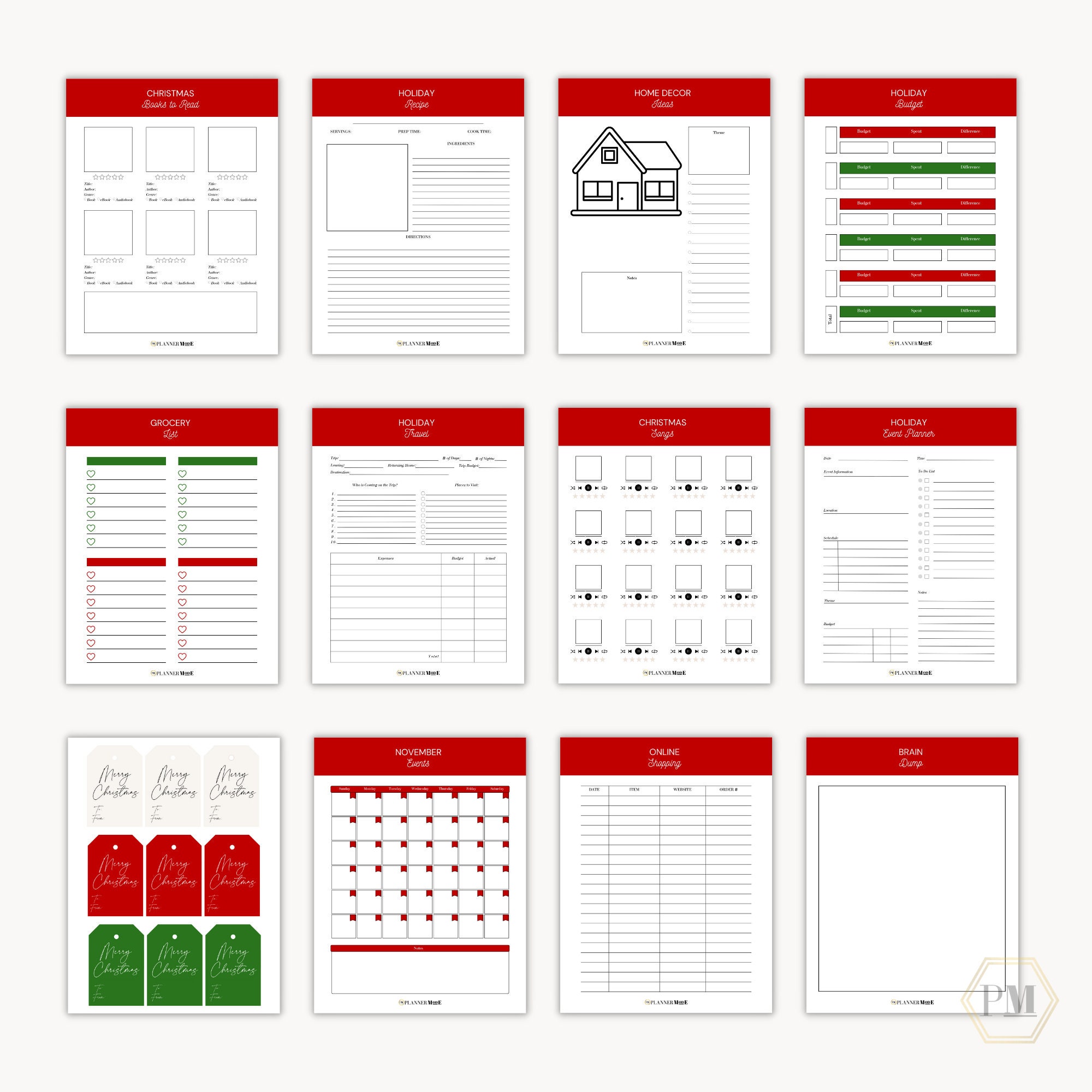 Christmas Planner, Printable Holiday Planner, Xmas Planner, Gift ...