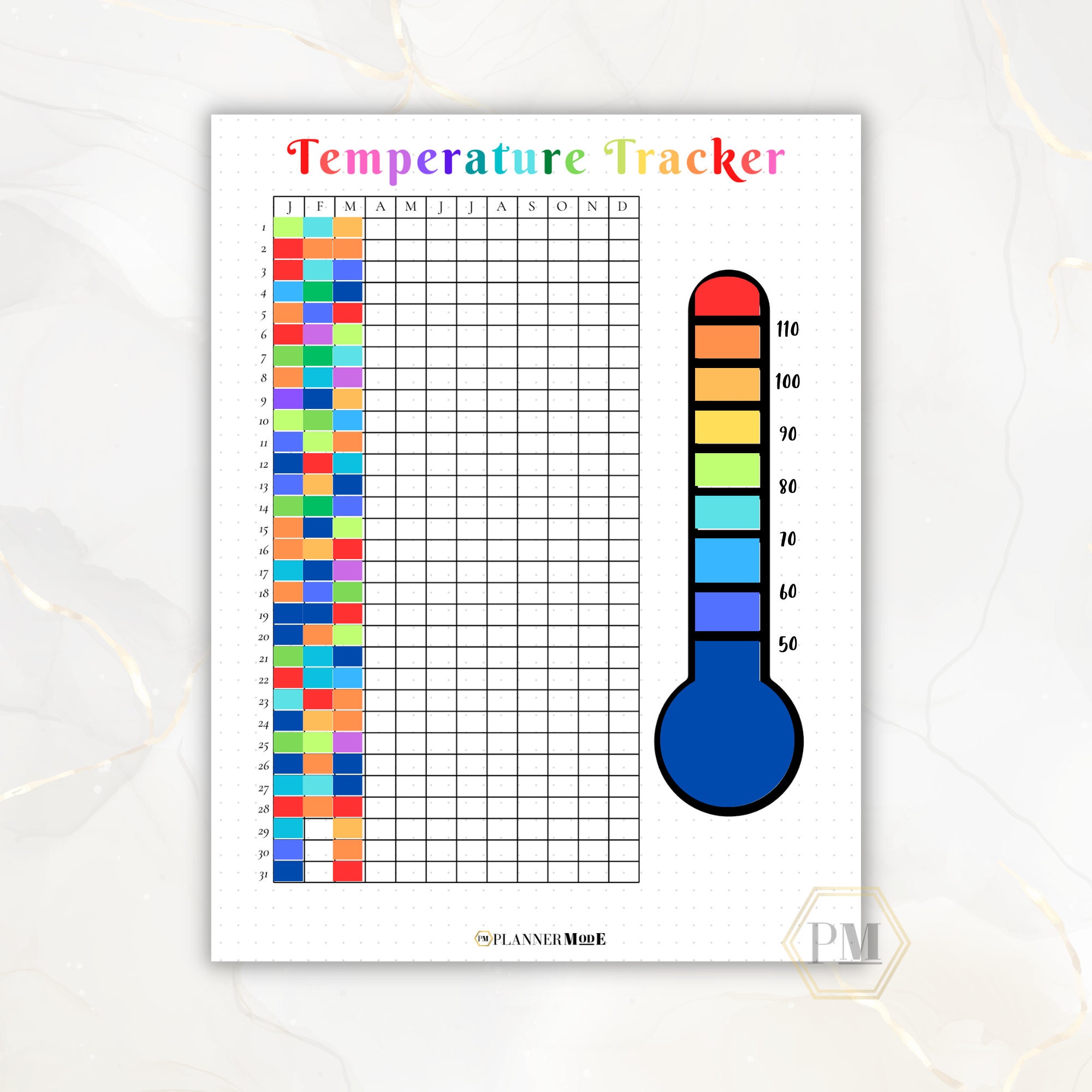 Temperature Tracker, Weather Log, Yearly Temperature Tracker, Fever ...