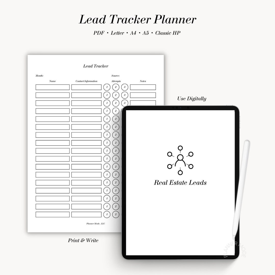Lead Tracker Real Estate Leads Call Log Prospect Planner - Etsy