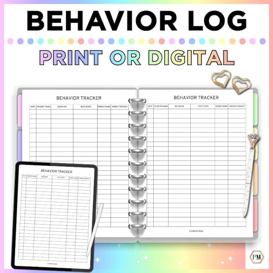Behavior Management Tracker, Student Behavior Log, Behavior ...