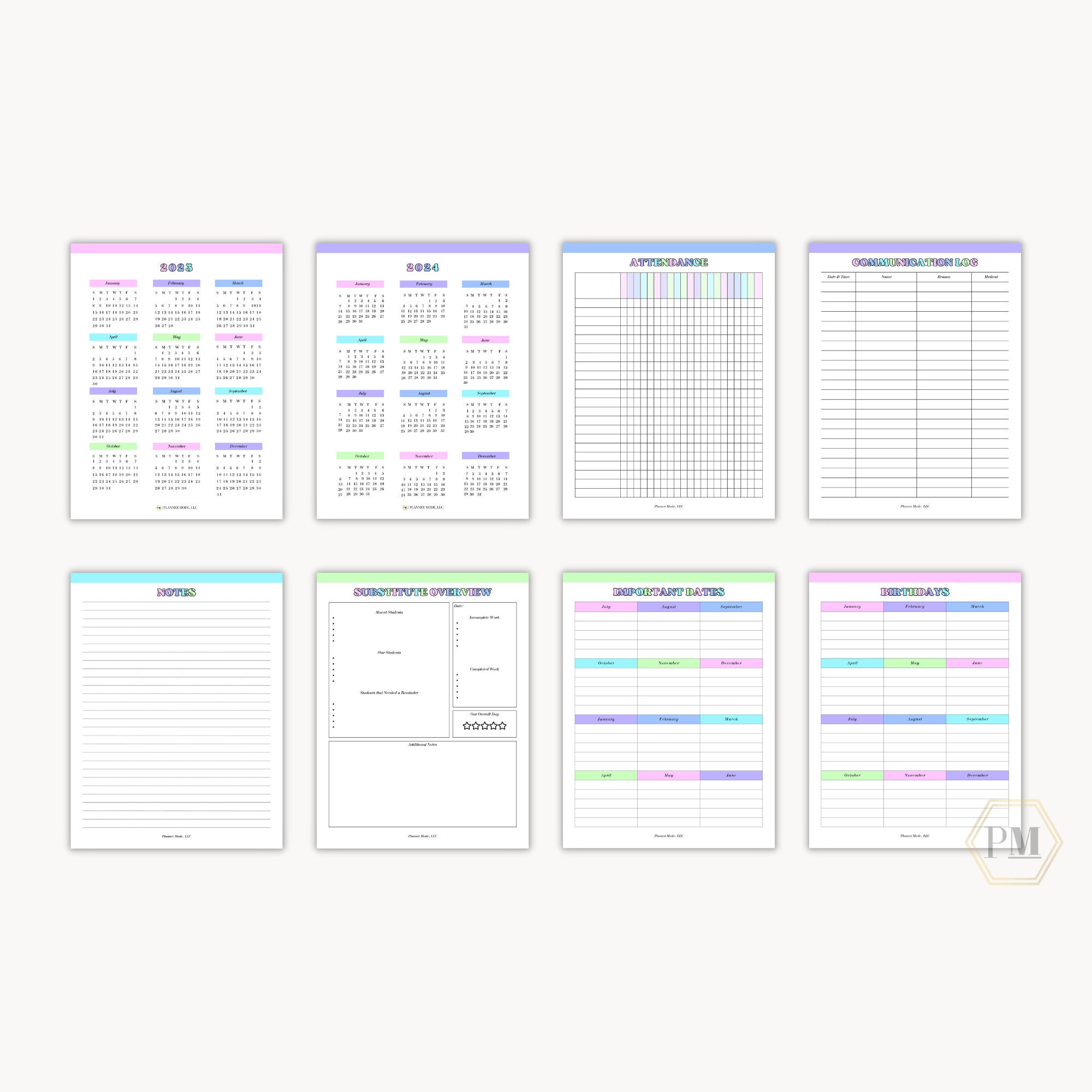 Apple Teacher Planner Printable Teacher Gradebook 2023-2024 - Etsy
