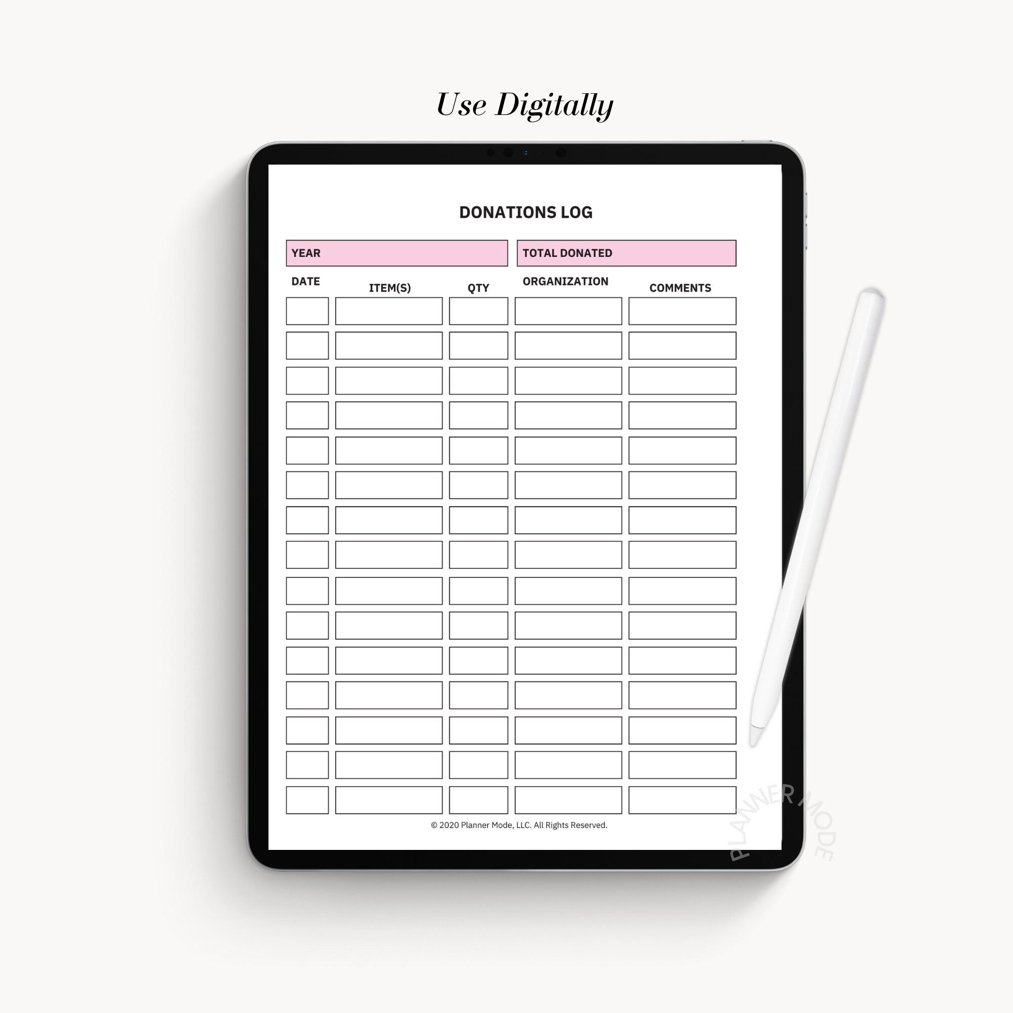 Donation Tracker Printable: Tithe Log, Charitable Giving (letter Size ...