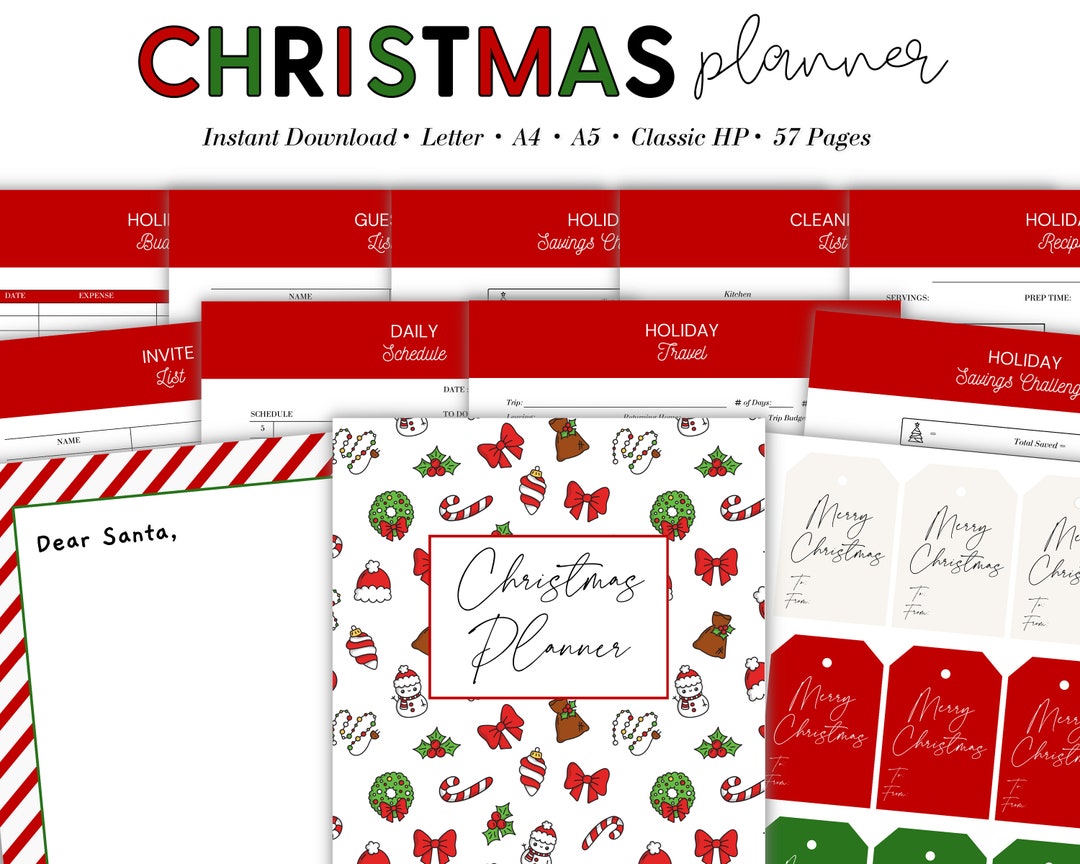 Christmas Planner, Printable Holiday Planner, Xmas Planner, Gift ...