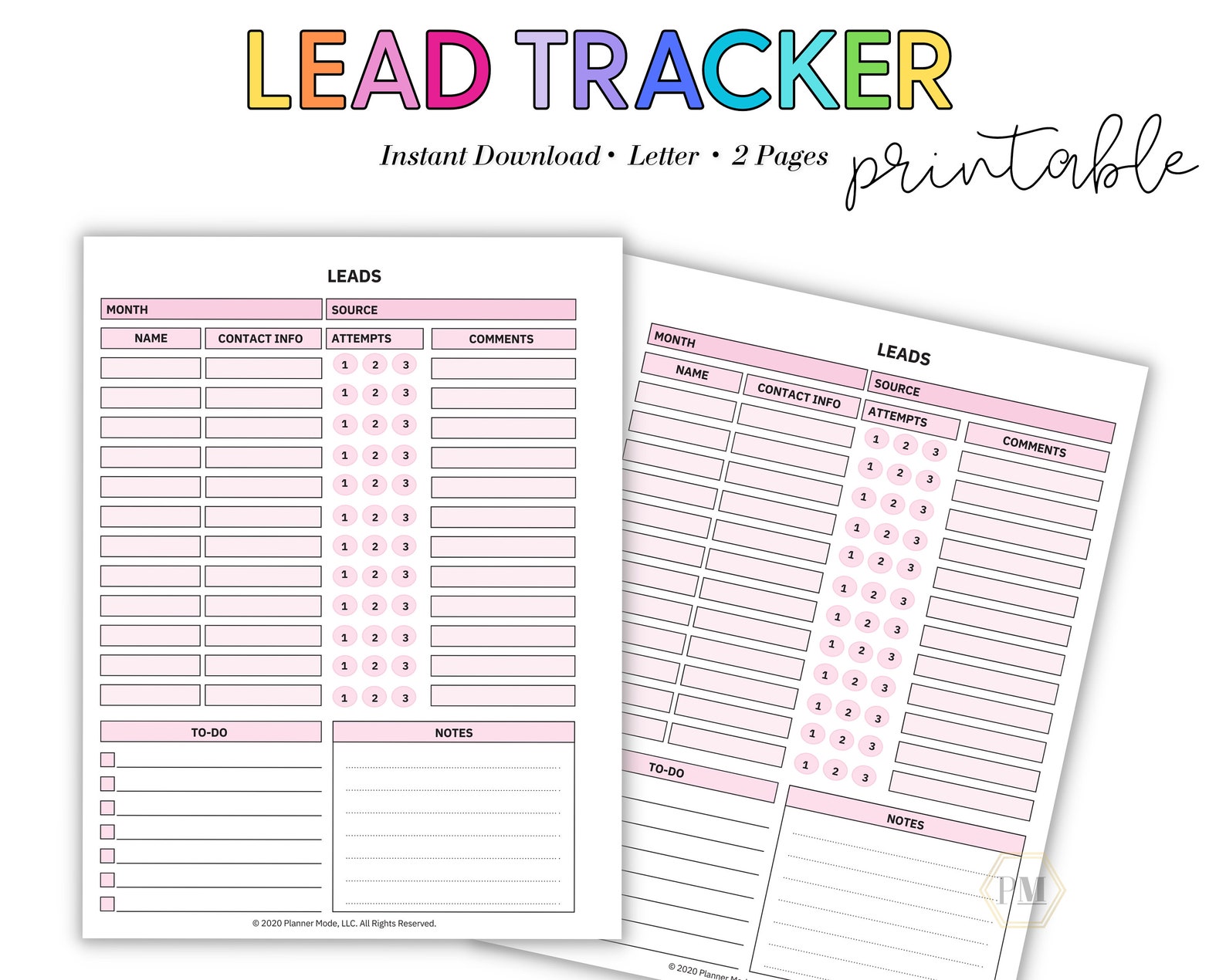 Leads Tracker Printable: Call Log, Follow up (letter Size) (digital ...