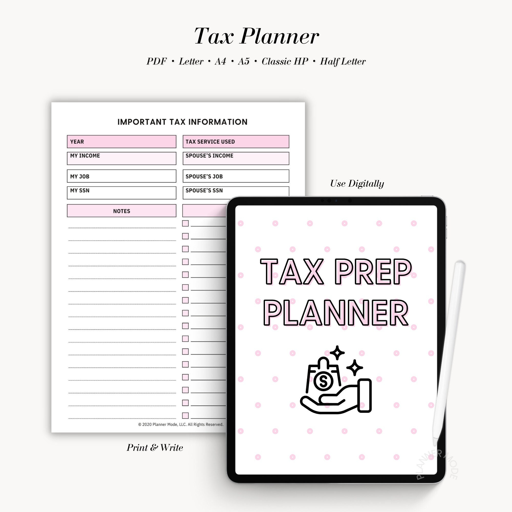 Tax Season Tax Binder Job Search Tracker Job Expense - Etsy
