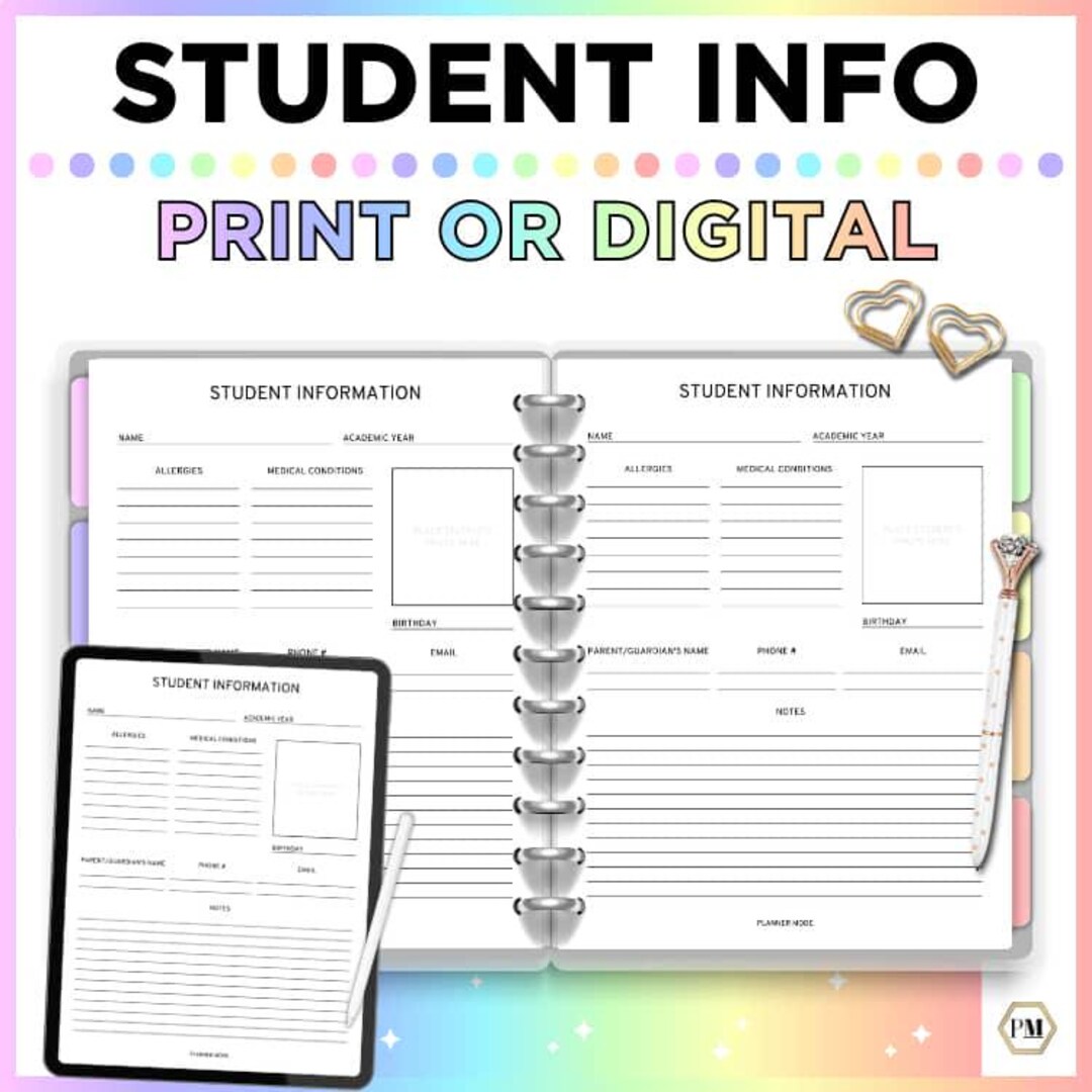 Student Information Sheet, Teacher Record Form, Printable Classroom ...