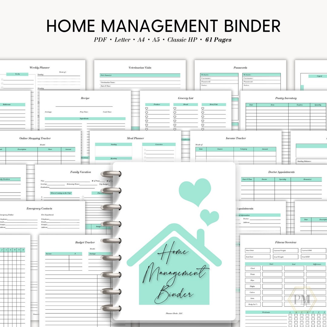Home Management Binder, Household Binder, Home Binder, Family Household ...