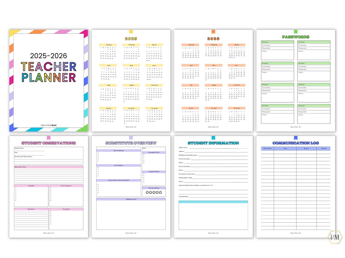 2025-2026 Teacher Planner: Digital Gradebook (digital Download) - Etsy